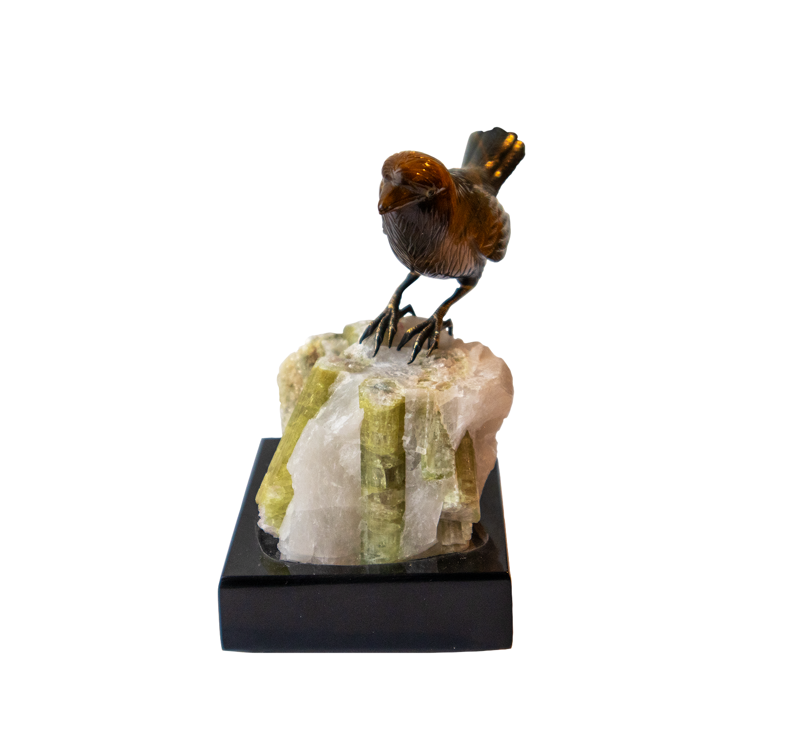 (Deaccessioned) Tiger eye sparrow on Tourmaline - The Lizzadro Museum ...